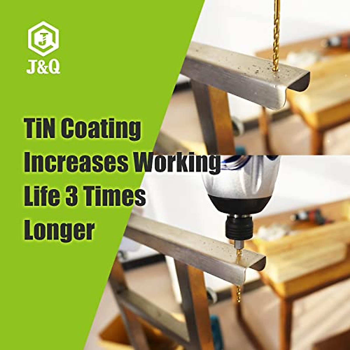 J&Q 1/16" Hex Shank Drill Bits, High Speed Steel Titanium Drill Bit Set for Steel, Quick Change Small Drill Bits for Metal (Pack of 12 Identical Pcs)