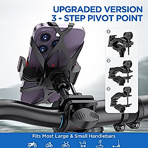IPOW Motorcycle Phone Mount, Bike Phone Mount Holder, Universal Cell Phone Bicycle & Motorcycle Handlebar Phone Holder, Compatible with Smartphones 13/12/11/X/XR/XS/8/7,Galaxy S20/S10/S9