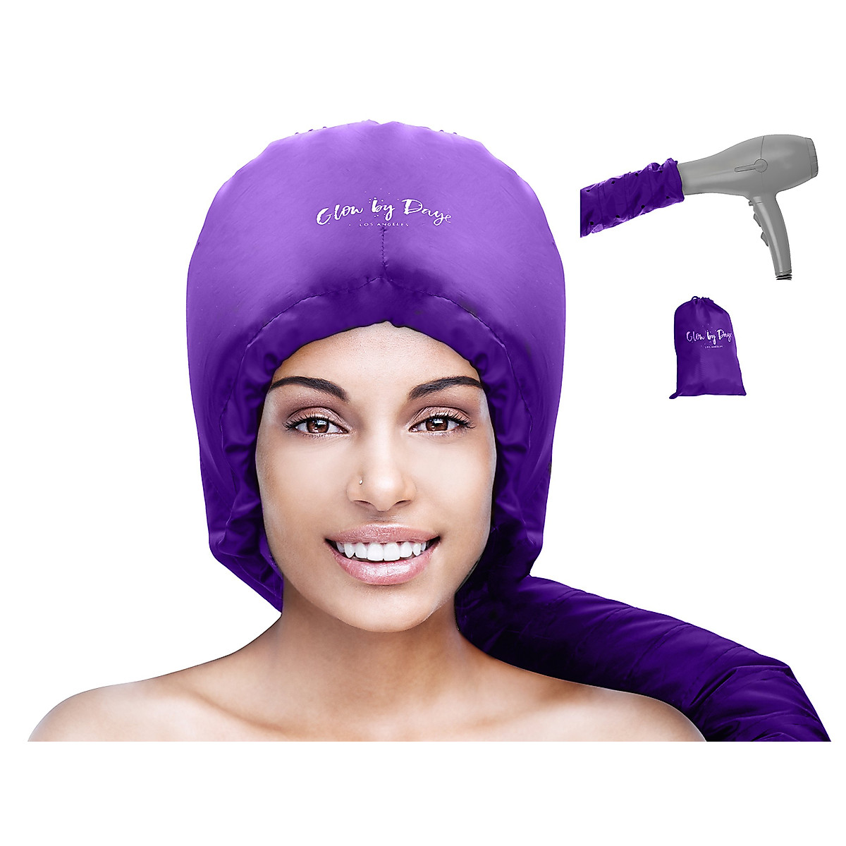 Glow by Daye Bonnet Hood Hair Dryer Attachment, At Home Hair Dryer Hood for Hand Held Hair Dryer, Extra-Large, Purple