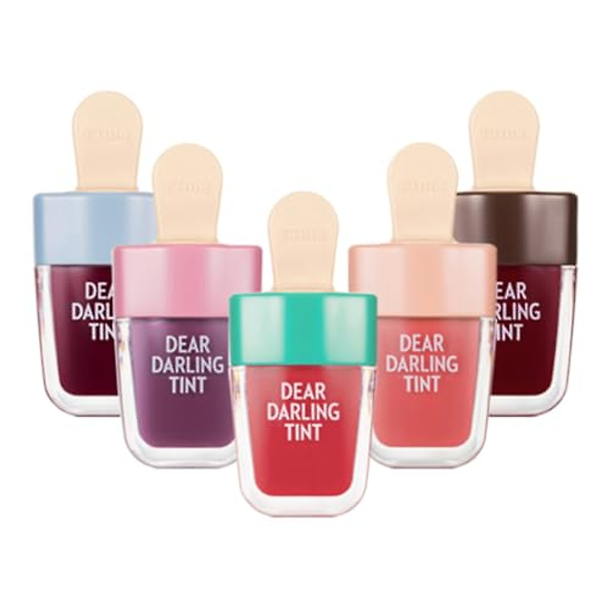 ETUDE Dear Darling Water Gel Tint Ice Cream (RD308 Honey Red) (21AD) | Vivid High-Color Lip Tint with Minerals and Vitamins from Soap Berry Extract to Moisture Your Lips