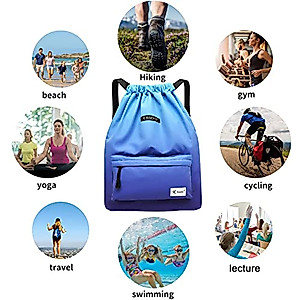 Risefit Waterproof Drawstring Bag, Drawstring Backpack, Gym Bag Sackpack Sports Backpack for Women (Gradient blue)