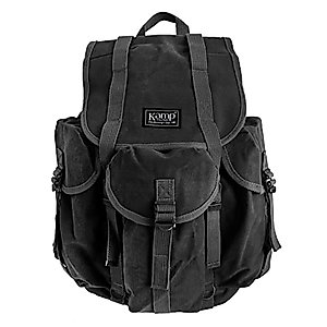 KAMP NEW YORK Campus II Canvas Backpack, Lightweight & Casual Daypack for Travel, Outdoors (Black)
