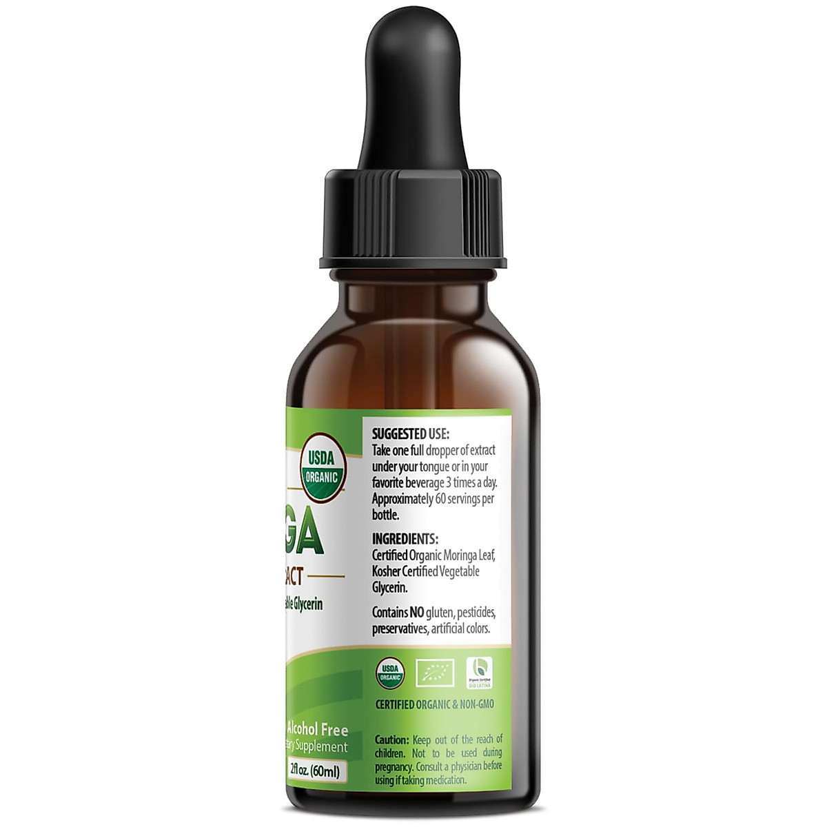 Organic Moringa Leaf Extract Liquid Drops - USDA Organic Certified - Highly Purified, Bioavailable & Faster Absorption Than Moringa Powder or Capsules - Single Origin Moringa Oleifera Leaves Extract