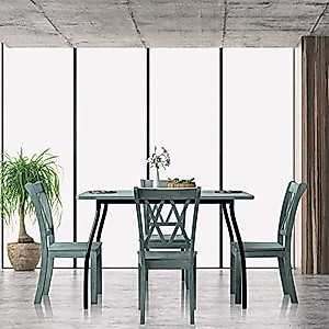 Giantex Set of 4 Dining Chairs, Rubber Wood Dining Room Chair, Farmhouse Dining Side Chairs, Max Load 400 Lbs, Wooden Kitchen Chairs for Home Kitchen, Dining Room