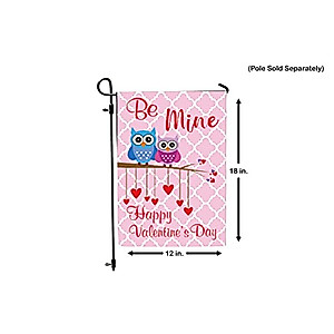 Be Mine Owl Garden Flag - Pink Valentine's Day Yard Decor - Double Sided Valentines Day Flags - Owls Hearts Welcome Sign Decoration by Jolly Jon