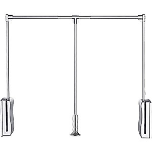 Pull Down Closet Rod Wardrobe Lift Heavy Duty Pull Down Closet Rod For Hanging Clothes Wardrobe Lift Rail, Aluminum Adjustable Width 51-120cm， Cabinet Rail Lifter Hanger Organizer Storage System ( Col