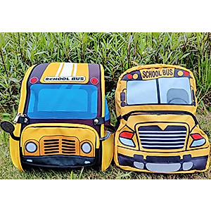 Kids Backpack for Boys Girls Preschool Bookbags 3D Cartoon Daycare Toddler Bags (Yellow bus)