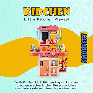 Surefect - Kitchen Play Set with Accessories- Mini Kitchen Set with Realistic Light Sound Steam Simulation- Indoor Games Cooking Playset with Water Outlet- Toys for Toddlers Children & Girls