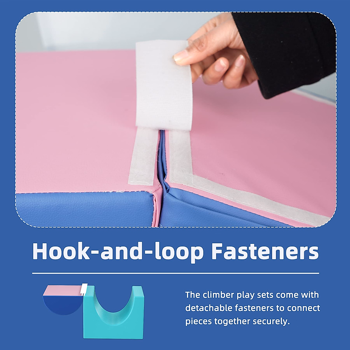 XJD PU Leather Foam Climbing Blocks for Toddlers, Soft Play Climbing for Toddlers, Single Tunnel Climber,Climb and Crawl Activity Playset, Indoor Crawling Gym Equipment for Toddler (Blue Pink)