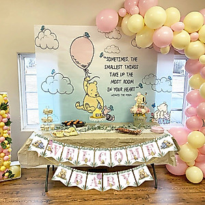Winnie Banner for Baby Shower Girl Welcome Baby Bunting Garland Cute Hanging Decorations Pooh Theme Girls 1 St Birthday Party Decorations