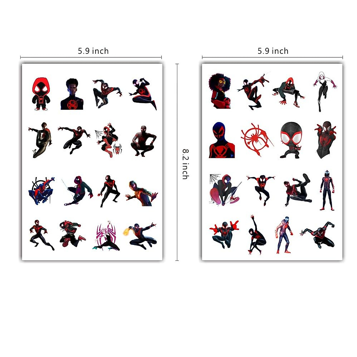 8 Sheets Miles Temporary Tattoos for Kids, Morales Birthday Party Decorations Party Favors for Kids Party Supplies