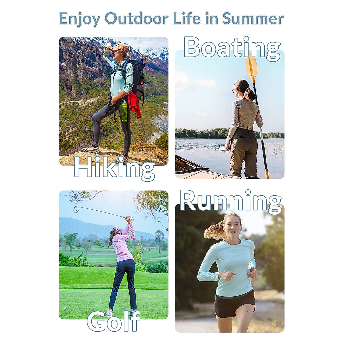 baleaf Women's UPF 50+ Long Sleeve Shirts Sun UV Blocking Pullover Crew Neck Summer Sunscreen Clothing Fishing Beach Outdoor Active Heather Light Blue L