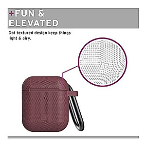 [U] by UAG Compatible with AirPods (1st Gen & 2nd Gen) Case Soft Smooth Silicone Stylish Dot Pattern Protective Cover with Carabiner Keychain, Dusty Rose