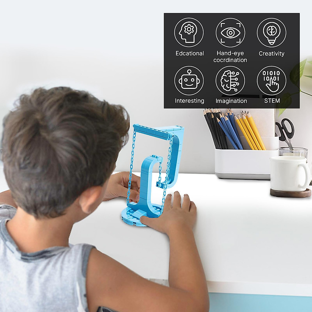 WINNER SPACE Tensegrity Sculpture Creative Building Sets, MOC Tensegrity Table Balancing Model, Physics Toy, Halloween Decor Christmas Easter Gifts for Boys Girls, Orange (66 PCS)