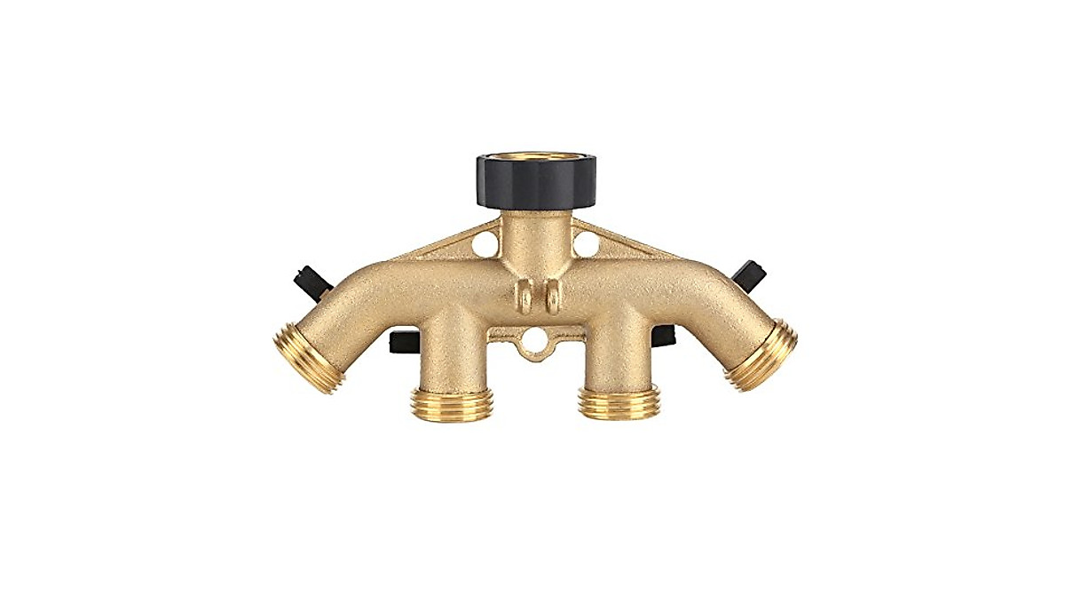 Zerodis 4-Way Brass Hose Splitter for Garden Irrigation