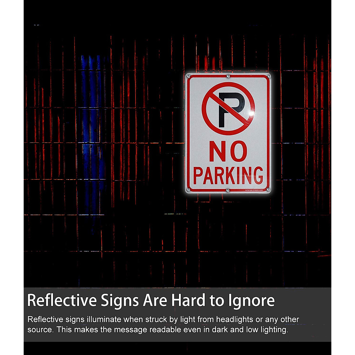 (2 Pack) No Parking Sign with Symbol Sign, 10 x 7 Inches Reflective .40 Rust Free Aluminum, UV Protected, Weather Resistant, Waterproof, Durable Ink, Easy to Mount