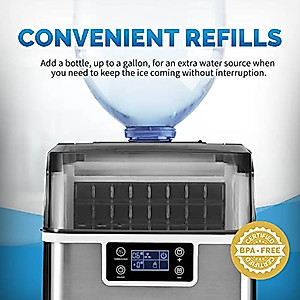 Newair NIM045SS00 45 lbs. Portable Countertop Clear Ice Maker with FrozenFall Technology, Custom Ice Thickness Controls, 24 Hour Timer, Large Viewing Ice Window, Perfect for Cocktails, Scotch, Soda
