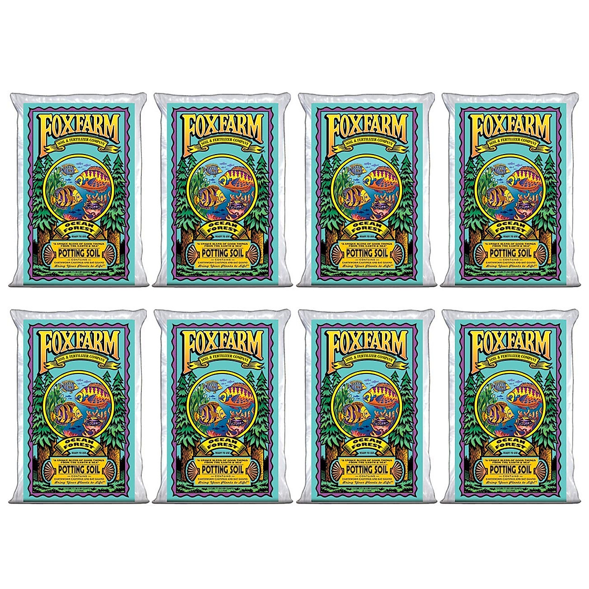 Fox Farm FoxFarm FX14000 Ocean Forest Organic Plant Garden Potting Soil Mix 1.5 cu ft, 40 Pounds (8 Pack)