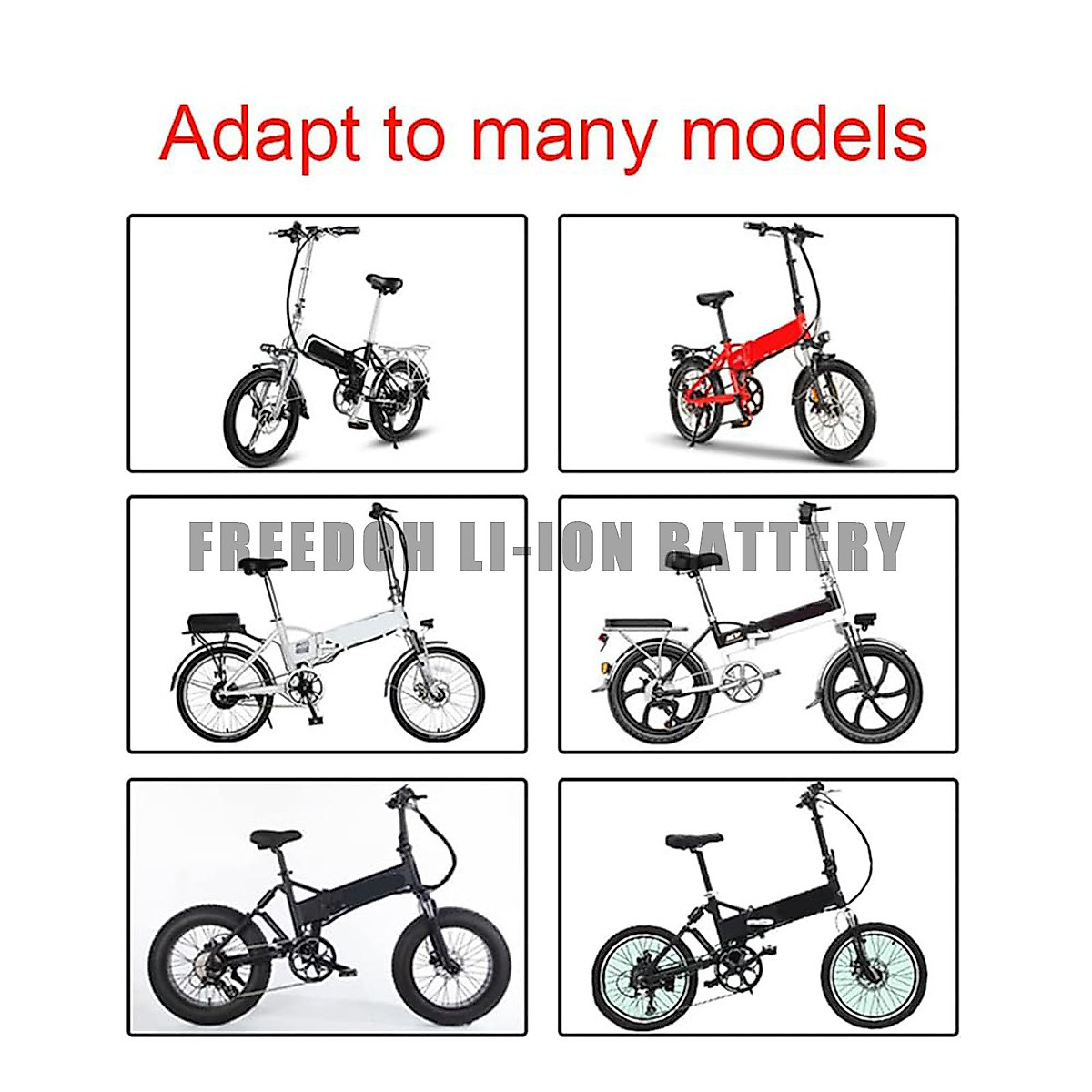 FREEDOH Ebike Battery 36V 48V Folding E-Bike Battery 7.8Ah 10.4Ah Electric Bike Lithium Battery Pack 36V 48 Volt Replacement Li-ion Batteries for 0-350W Motor,48v,7.8Ah