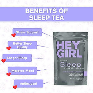 Sleep Tea for Bedtime - Calming Sleepytime Herbal Tea w/Valerian Root, Chamomile, Passion Flower, Lemon Balm - Relaxing Natural Nighty Night Sleeping Tea - Relaxation Self Care Gifts for Women
