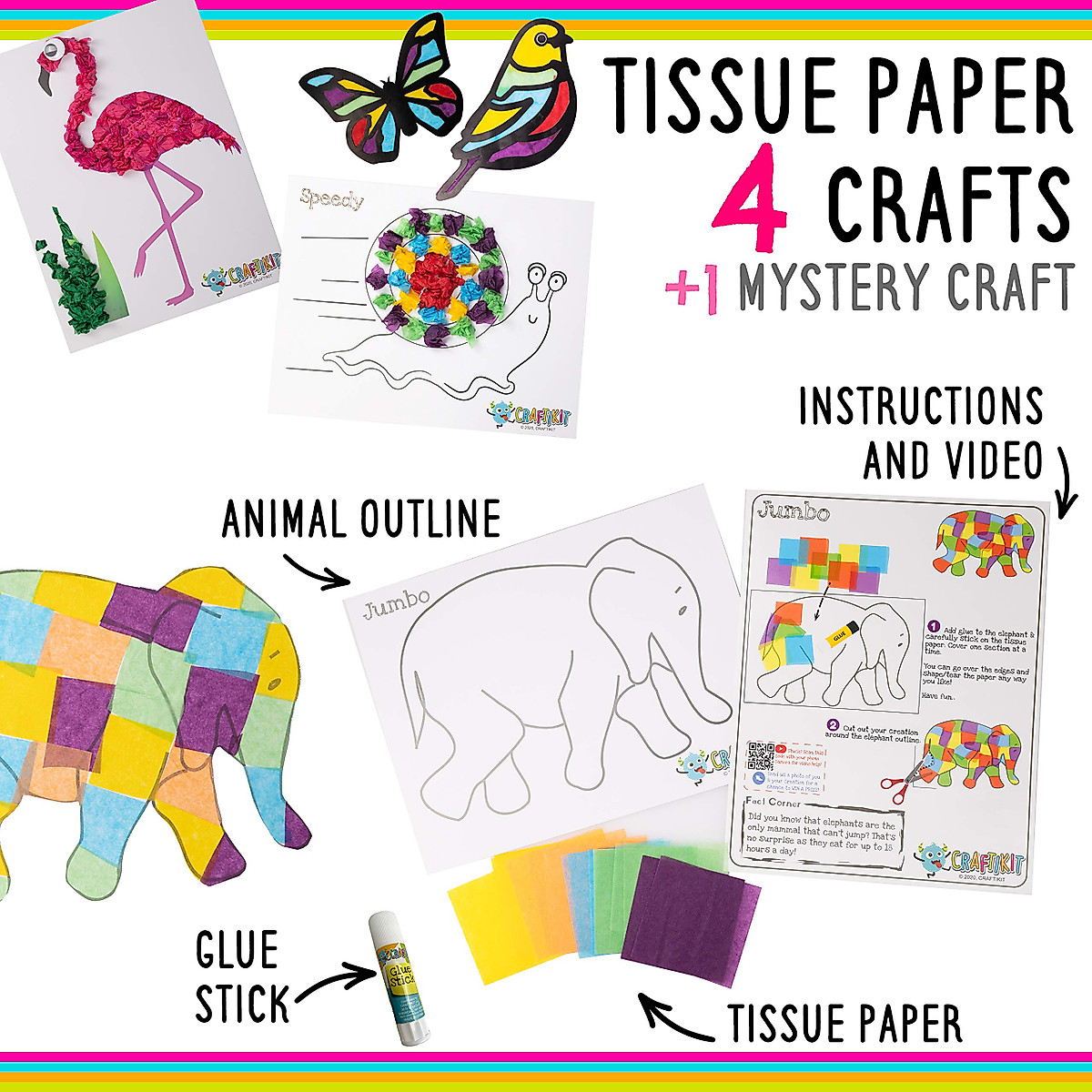 Craftikit® 20 Award-Winning Toddler Arts and Crafts for Kids Ages 4-8 years, All-Inclusive Animal Craft Kits, Fun Toddler Crafts Box for Girls, Boys, Organized Preschool Art Supplies and Projects