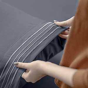 Utopia Bedding King Sheet Set – Soft Microfiber 4 Piece Hotel Luxury Bed Sheets with Deep Pockets - Embroidered Pillow Cases - Side Storage Pocket Fitted Sheet - Flat Sheet (Grey)