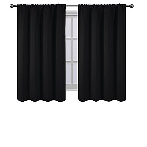 LEMOMO Black Blackout Curtains/42 x 54 Inch/Set of 2 Panels Room Darkening Curtains for Bedroom
