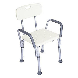 Winado Medical Shower Chair Bath Seat with Padded Armrests & Backrest & Adjustable Legs, Supports up to 450 lbs, Bathtub Safety and Support, White