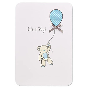 American Greetings New Baby Boy Card (Bear with Balloon)