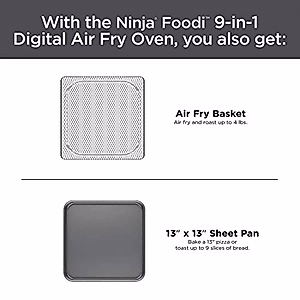 Ninja Foodi 9-in-1 Digital Air Fry Oven Air Fry, Air Roast, Air Broil, Bake, Bagel, Toast, Dehydrate, Keep Warm, and Reheat - Stainless Steel