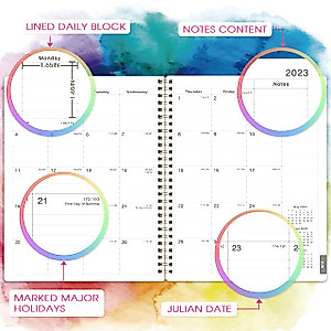 Appointment Book 2022-2023 - 2022-2023 Daily Hourly Planner, 8" x 10", July. 2022 - June. 2023, with 30-Minute Interval + Thick Paper + Round Corner + Twin-Wire Binding - Watercolor Ink