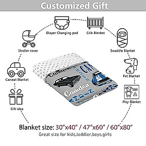 Lanleay Baby Security Blanket for Girls Boys: Personalized Baby Girl Blanket with Car Design - Custom Name Plush Minky Blanket with Baby Name(30”x40)