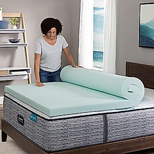 Beautyrest Thermagel Deluxe Cooling Pressure-Relieving Memory Foam Mattress Topper, King, 3-Inch, Blue