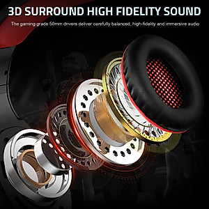 Pacrate GH-1 Gaming Headset for pc (red)