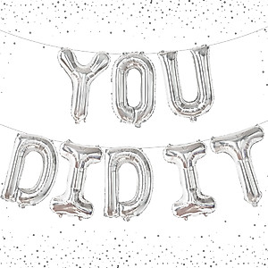 KatchOn, Silver You Did It Balloons - 16 Inch | You Did It Banner for Graduation Decorations Class of 2024 | You Did It Balloons Banner, Graduation Balloons Class of 2024 | Graduation Foil Balloons