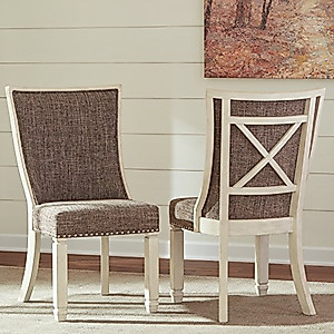 Signature Design by Ashley Bolanburg Modern Farmhouse Upholstered Dining Chair, 2 Count, Brown