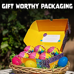 Easter Bath Bombs for Kids with Surprise Toys Inside (6 Pack) - Perfect Basket Stuffers - USA Made, Won't Stain Tub, Incredible Fragrances - Large Bubble Bomb for Girls & Boys by Two Sisters