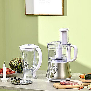 HOMCOM 2 in 1 Blender, Food Processor Combo for Chopping, Slicing, Shredding, Mincing, Pureeing for Vegetable, Meat and Nuts, 500W 5-Cup Bowl, 1.5L Blender Jug, 3 Blades