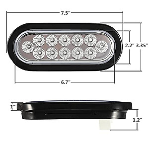 Partsam 2Pcs 6.7 Inch Oval Red Stop Turn Tail Lights and Blue Auxiliary Lights Kit 12 Diodes w/Rubber Grommets & 3-Prong Wire Pigtails Red/Blue Oval Led Truck Trailer Tail Lights and Auxiliary Lights