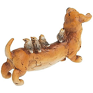 Top Collection Miniature Fairy Garden & Terrarium Dachshund and Birds Figurine