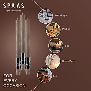 SPAAS Rustic Taupe Dinner Candles - 10" Tall Rustic Taupe Candles, Set of 6 - Unscented Decorative Candles for Home Decor, Party, Wedding, and Holiday
