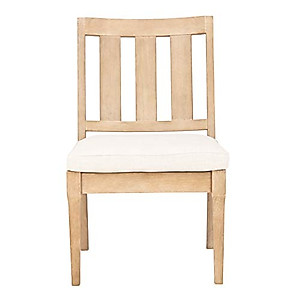 Safavieh CPT1018A-SET2 Couture Dominica Natural and White Wooden Outdoor (Set of 2) Patio Dining Chair