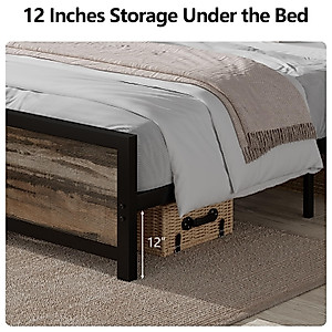 Catrimown Queen Bed Frame with Headboard, Queen Size Bed Frame, Heavy Duty Metal Bed Frame, Under Bed Storage, No Box Spring Needed, Noise-Free, Easy Assembly