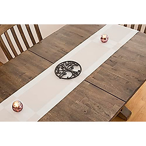 gasaré, Cast Iron Trivet for Hot Dishes, Pots, and Pans, Metal Trivet, Tree of Life Design, Rubber Feet Caps, Ring Hanger, 8 Inches, Brown, 1 Unit