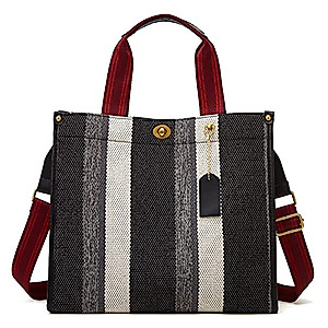 Tote Bag Hobo Bag for Women Canvas Shoulder Bag Chic Crossbody Bag Satchel Large Handbag Color Contrast Stripe