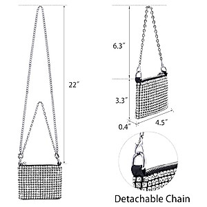 NEWROGENG Mini Purse Rhinestone Evening Bag, Sparkly Party Purses for Women Evening Small Crossbody Bag Handbag