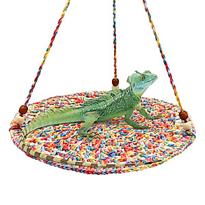 Oooct Reptile Hammock Swing Hanging Bed, Cute Lizard Swing Toy, Cotton Lizard Bed, Reptile Summer Bed for Bearded Dragon Leopard Gecko Lizard Birds Parrots (Colorful)