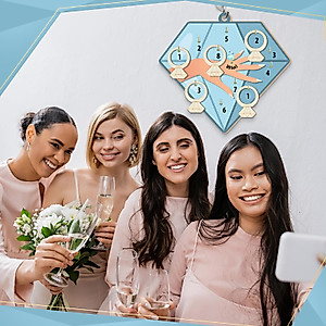 Foilswirl 28 Pcs Bridal Shower Ring Game Ring Toss Bridal Shower Game Set Include 1 Diamond Game Board 15 Wooden Diamond Rings 12 Hooks for Wedding Engagement Bachelorette Party Games Favors