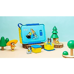 Zak Designs Bluey Reusable Plastic Bento Box with Leak-Proof Seal, Carrying Handle, Microwave Steam Vent, and Individual Containers for Kids' Packed Lunch (3-Piece Set)