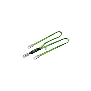 Miller 8798PCR/6FTGN by Honeywell 6' Vinyl Coated Web Twin-Leg Shock-Absorbing Lanyard with (1) Locking Snap Hook, (2) 2-1/2" Locking Rebar Hooks and SofStop Shock Absorber (1/EA)